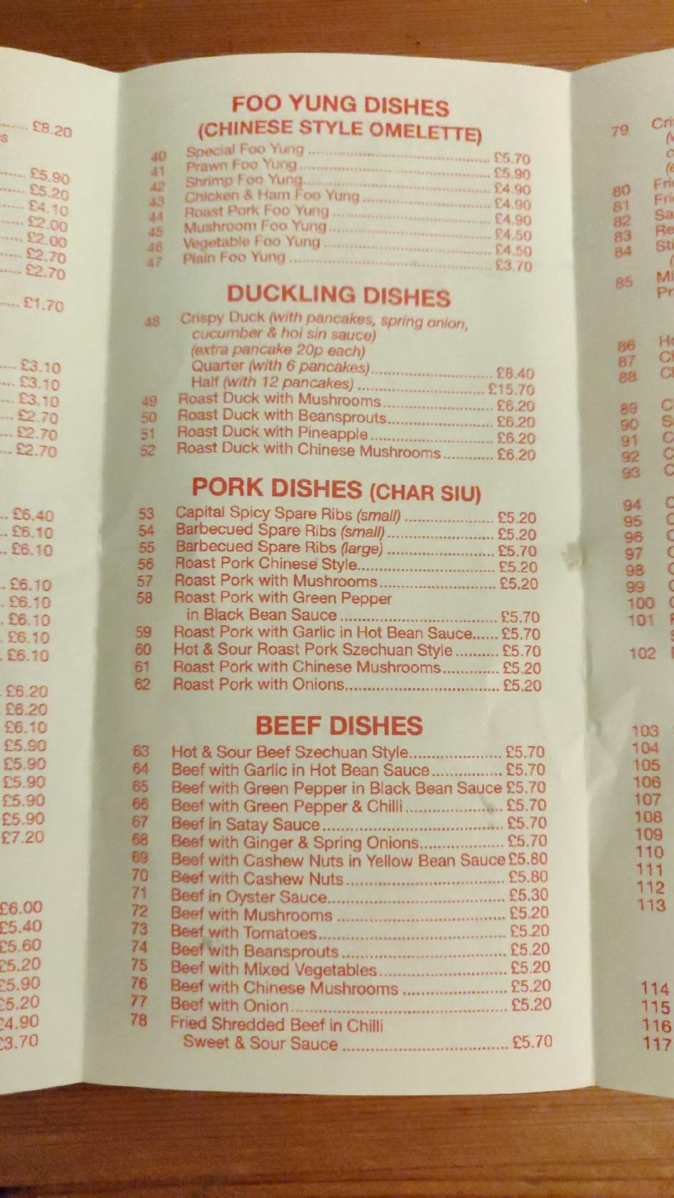 Menu at Hanwah Chinese Takeaway fast food, Maidenhead