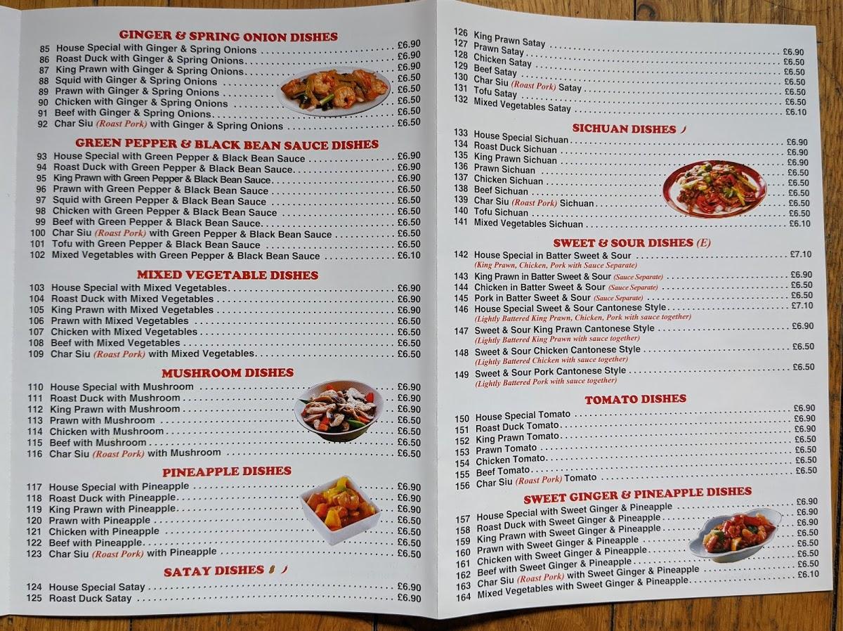 Menu at LingHu restaurant, Clitheroe