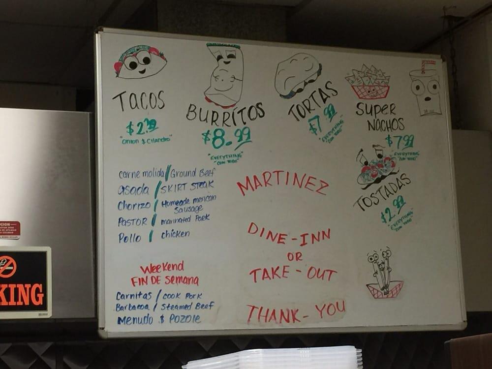 Menu at Martinez Supermarket restaurant, Chicago