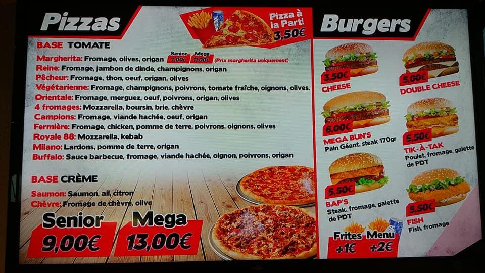 Menu au Royal 88 fast food, Remiremont, 57 Rue de la Xavee