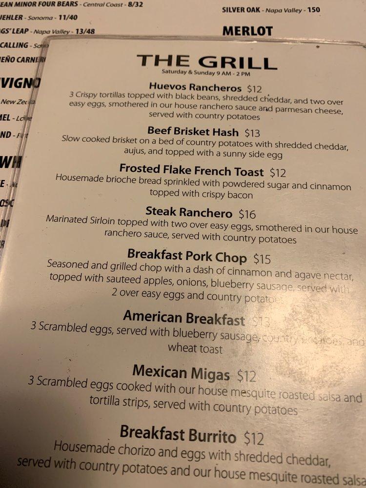 Menu at The Grill restaurant, San Angelo