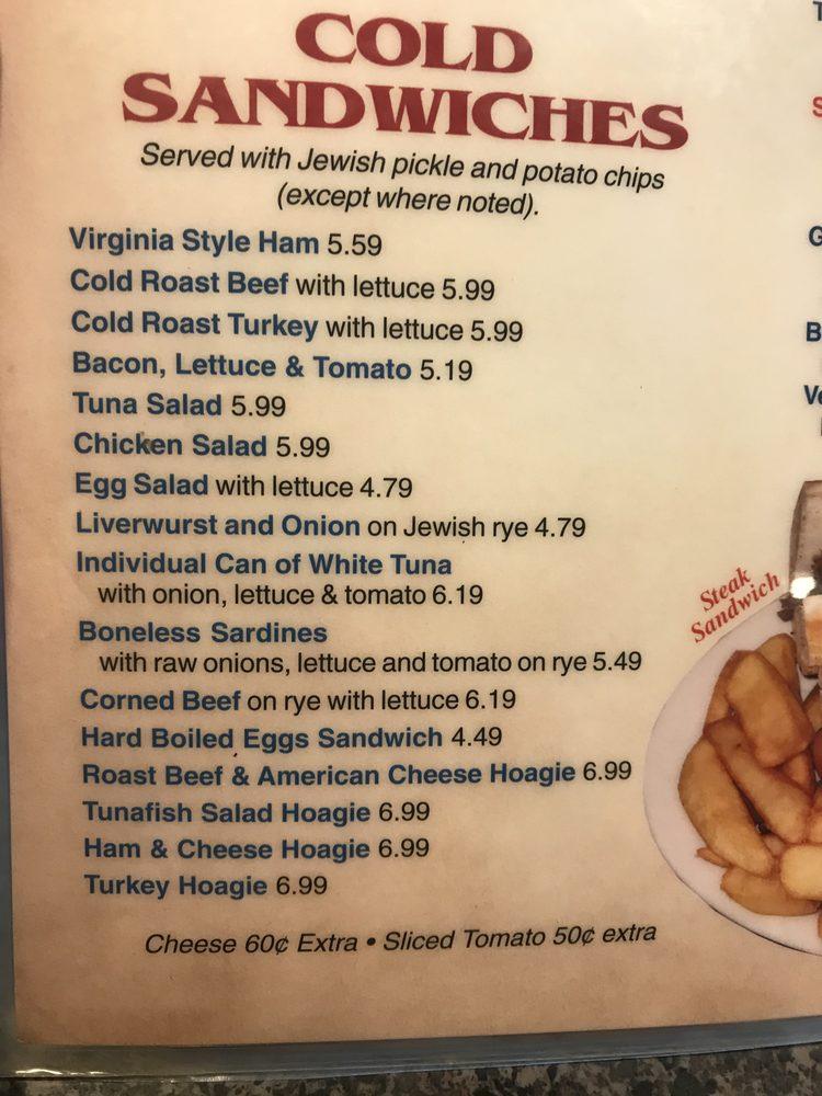 Menu at Andonios Diner restaurant, Philadelphia