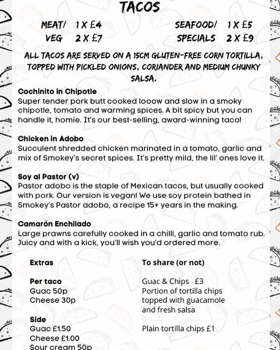 Menu at Homies On Donkeys restaurant, London