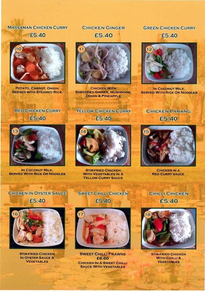 Menu at Thai-Bites restaurant, Middlesbrough