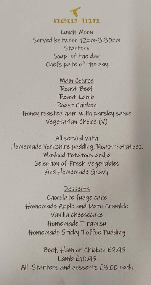 Menu at The New Inn pub & bar, Llansamlet