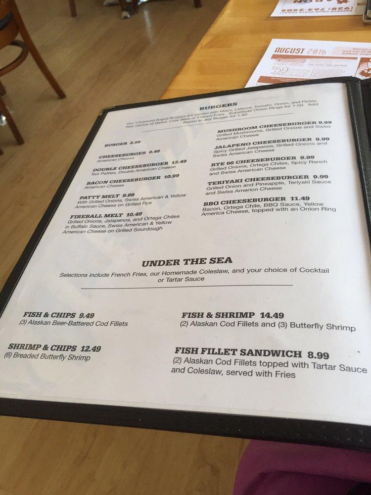 Menu at The Riverfront Cafe, Needles