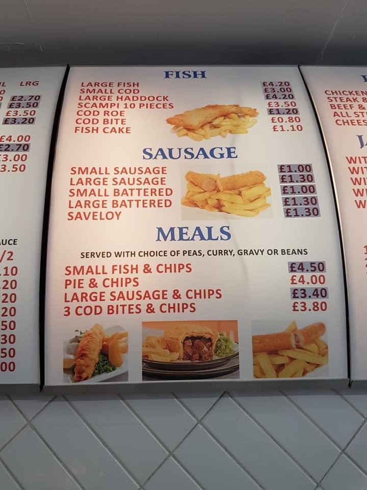 Menu at Trinity Fish Bar, Gainsborough
