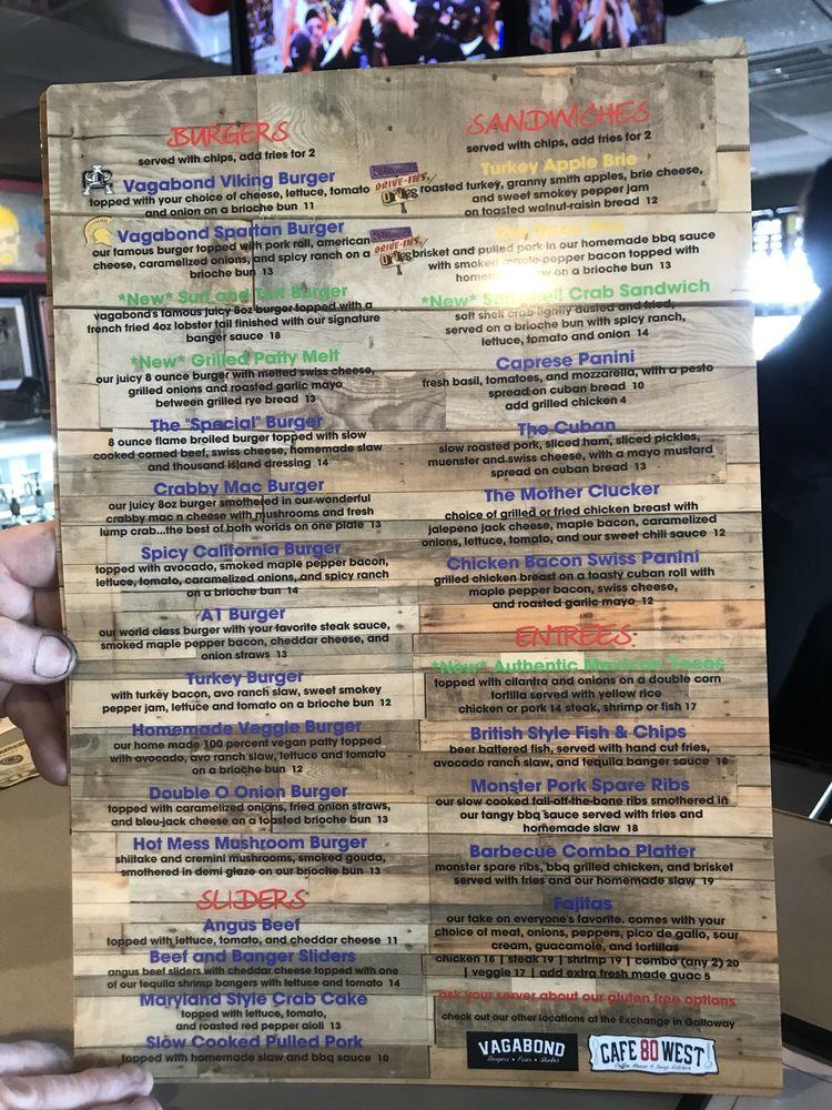 Menu at Vagabond Kitchen & Tap House pub & bar, Atlantic City