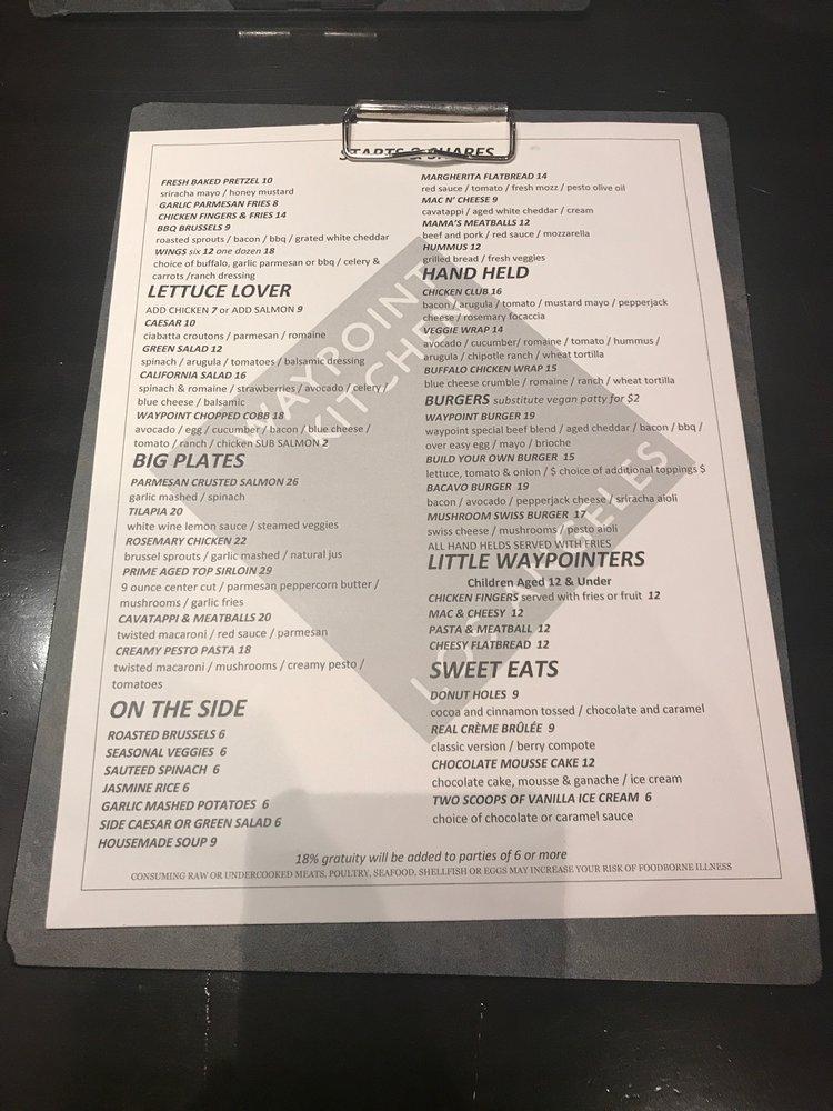 Menu at Waypoint Kitchen + Bar, Los Angeles
