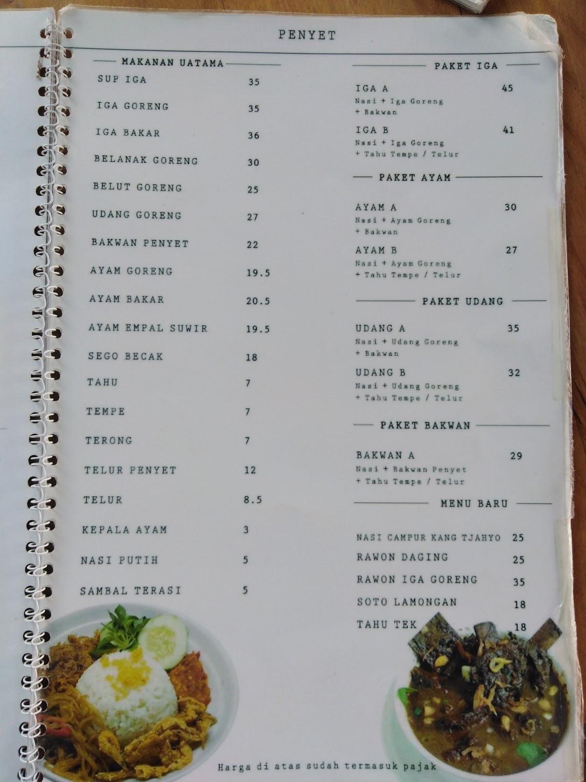 Menu at kang tjahyo resto restaurant, Semarang