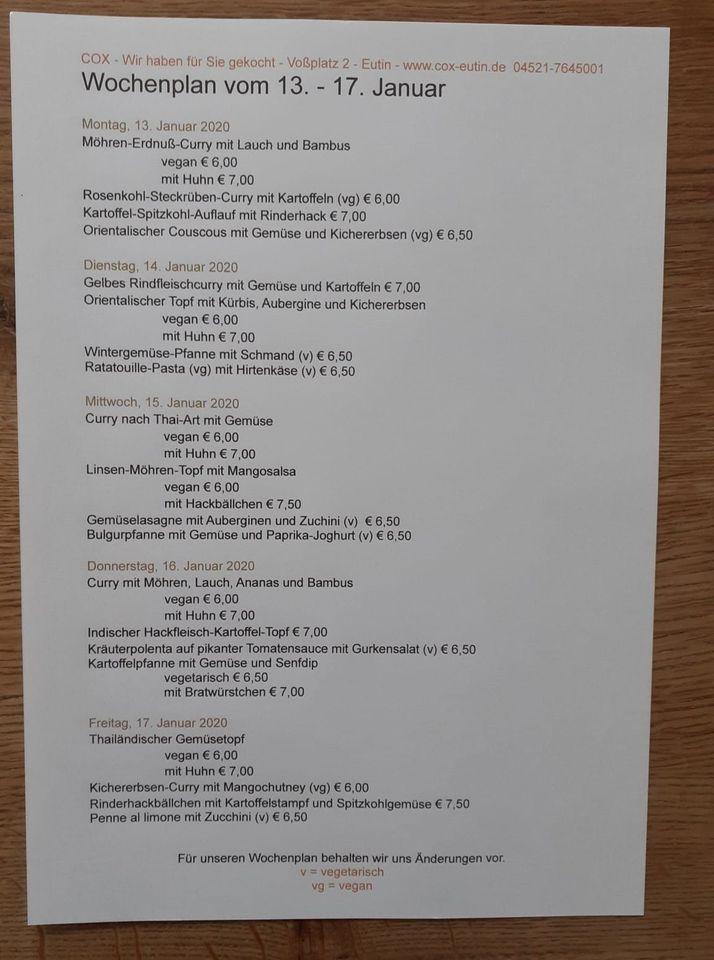 Speisekarte von COX restaurant, Eutin