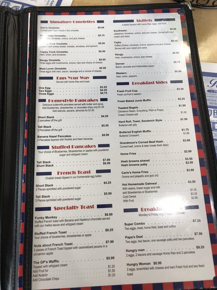 Menu at Grandpa's Restaurant, Naugatuck