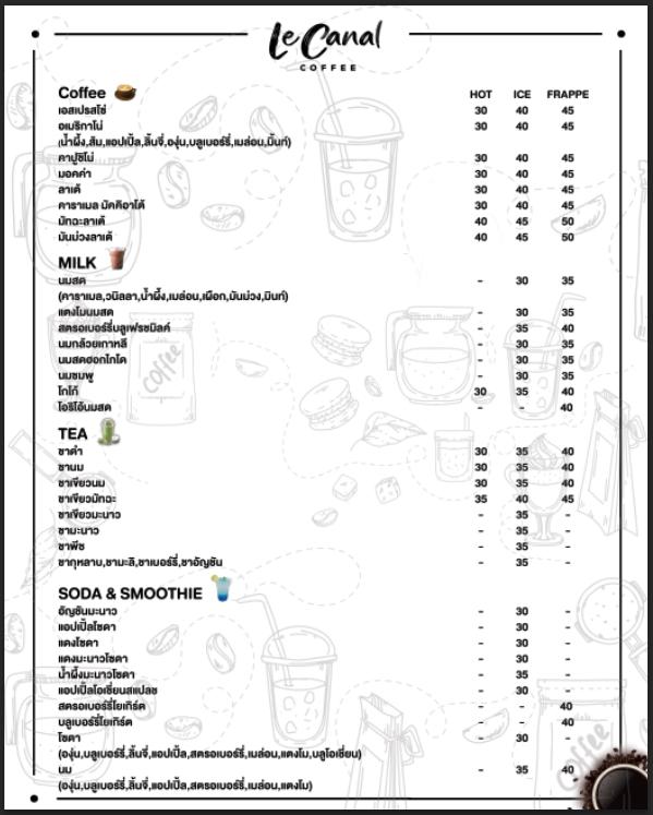 Menu at LE CANAL Coffee cafe, Ban It