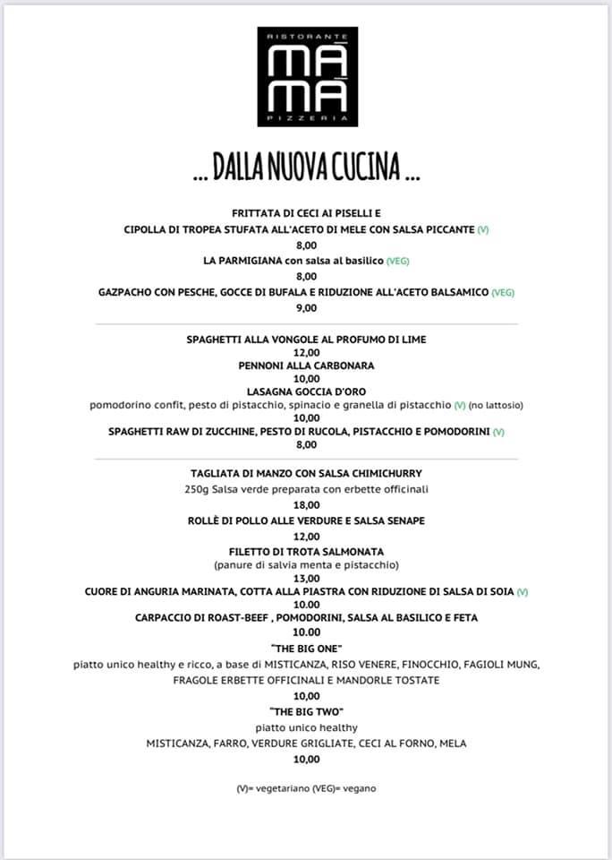 Menu at Ma'Ma' ristorante pizzeria, Oderzo