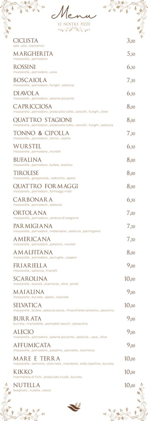 Menu au Mare e terra restaurant, Fano