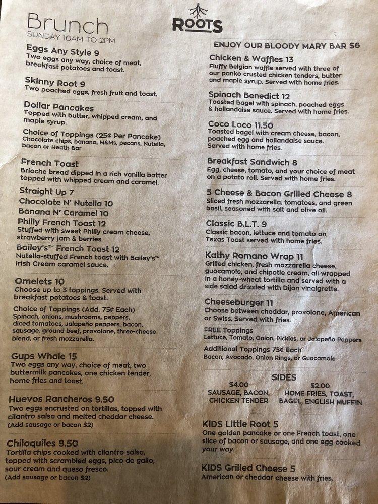 Menu at Roots Real Food Real Beer pub & bar, East Norriton