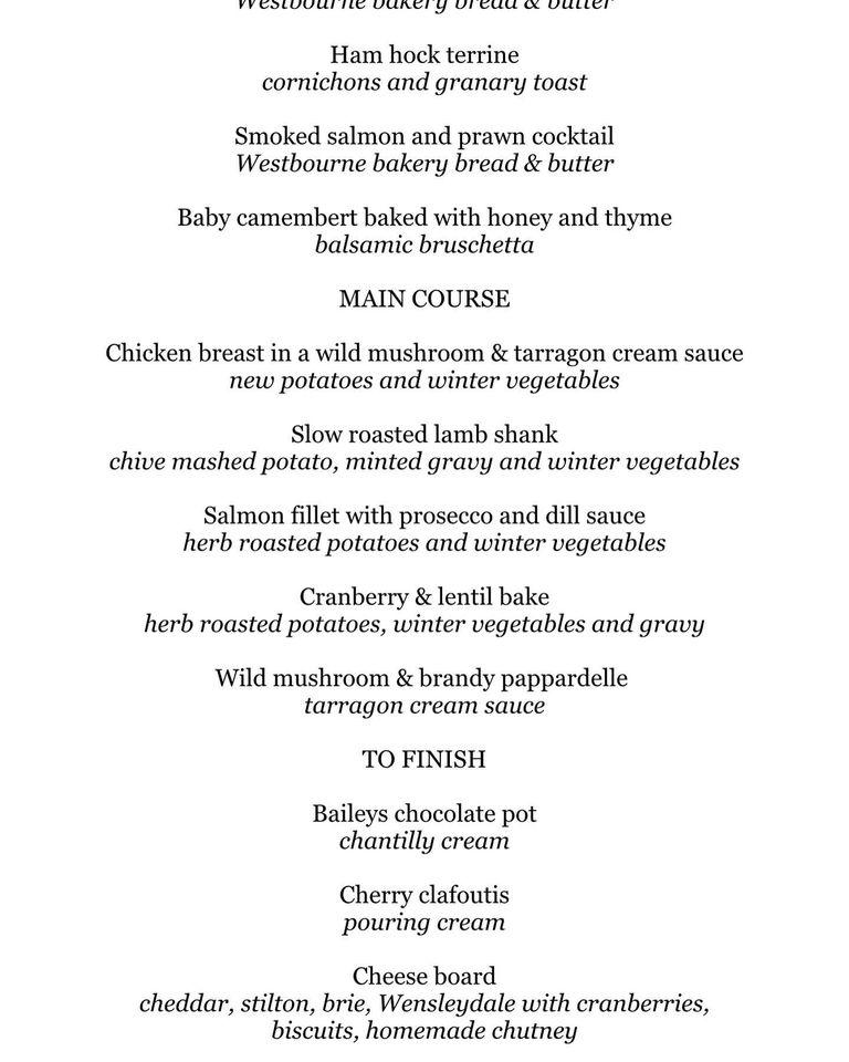 Menu at The Berkeley Arms pub & bar, Chichester