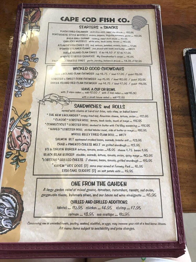 Menu at Cape Cod Fish Co restaurant, Fort Myers