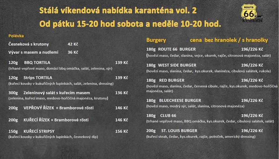Menu at ROUTE 66 RESTAURANT, Čechy