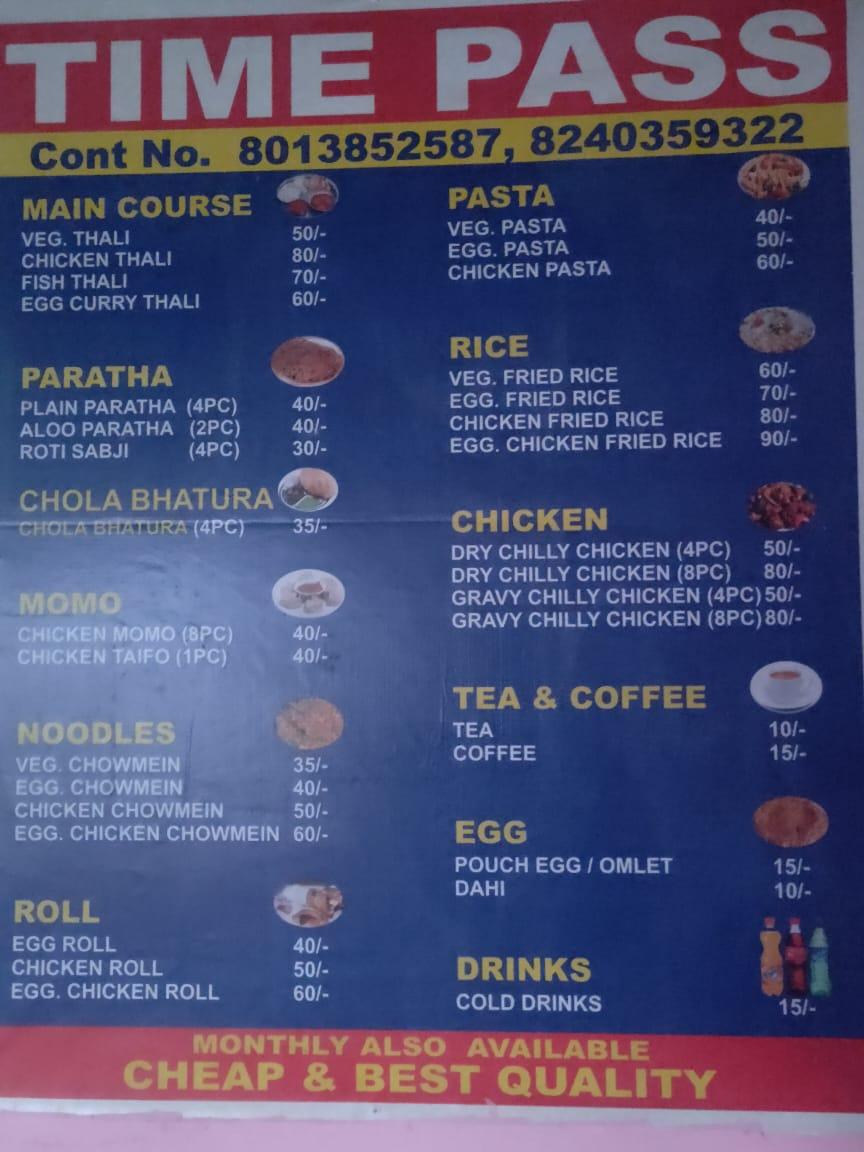 Menu at TIME PASS, Panchanai