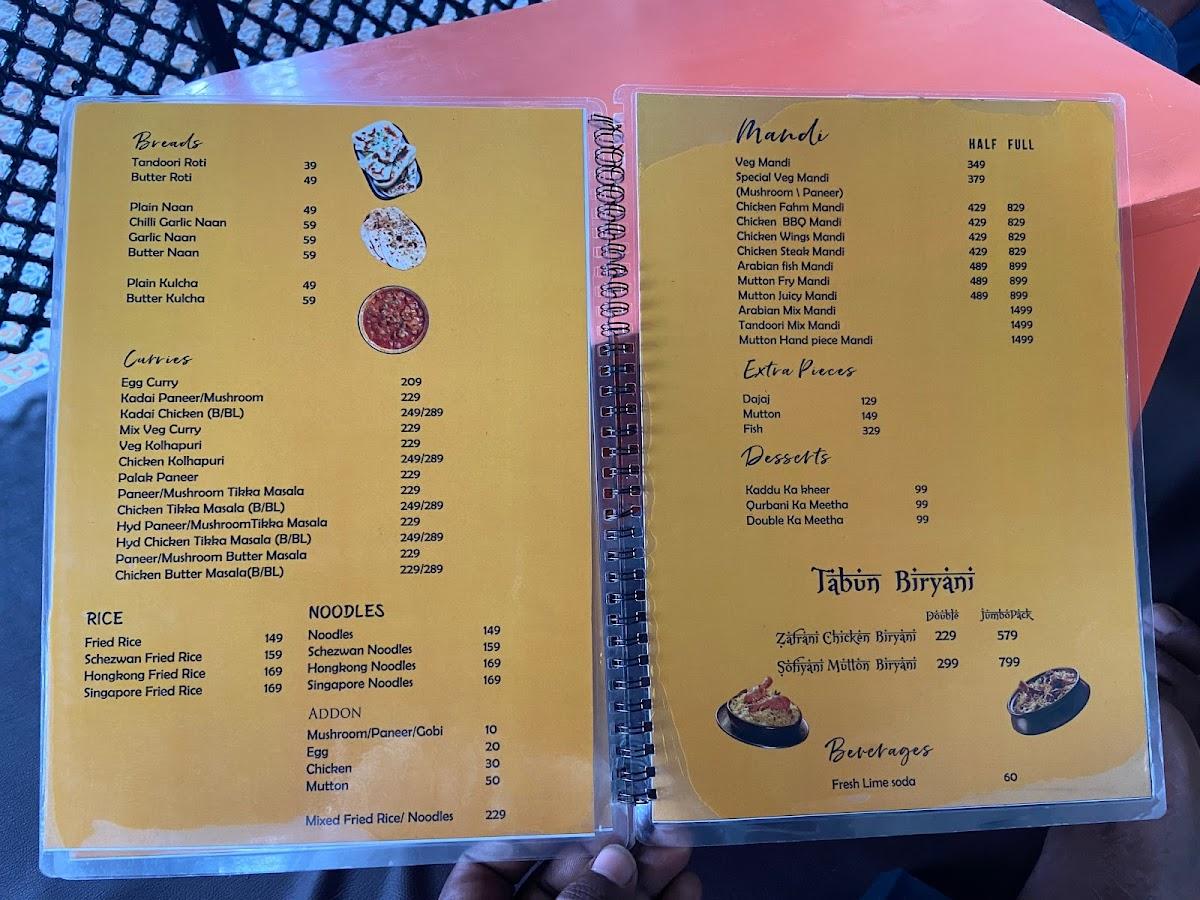 Menu at Tabun Multicuisine Restaurant, Chittoor