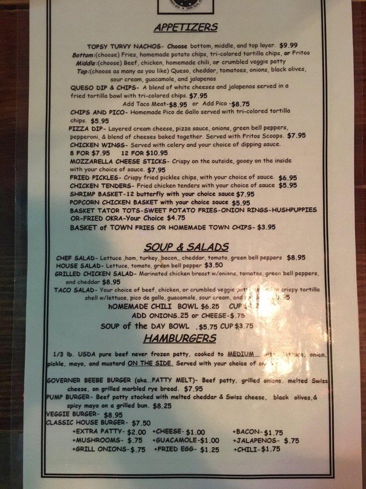 Menu at Town Pump pub & bar, Little Rock