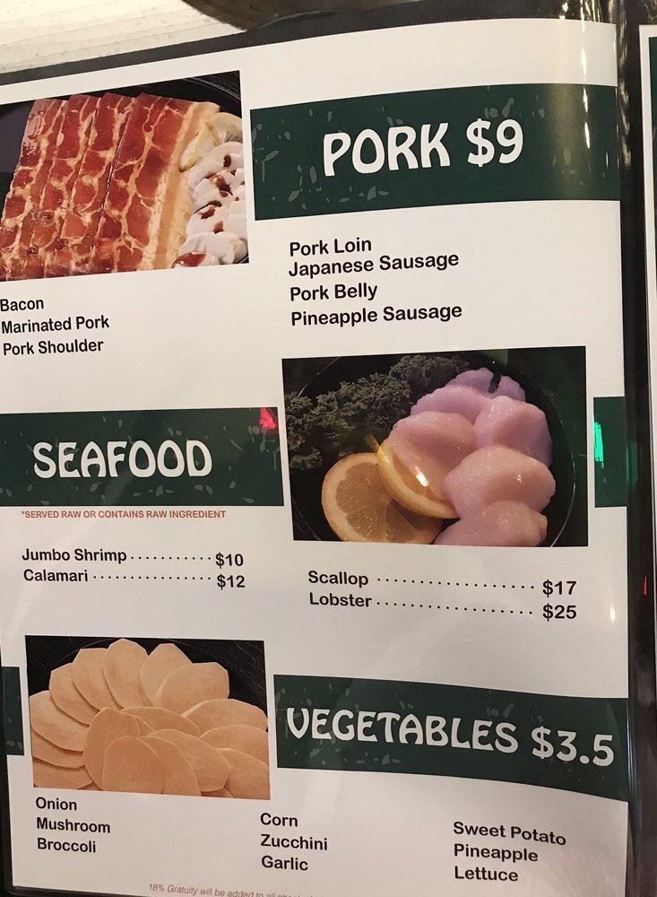 Menu at Yakiniku BBQ, Southaven