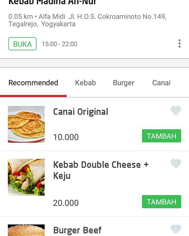 Menu at Kebab madina an-nur restaurant, Bangunjiwo, Dpn toko indomaret bangunjiwo & jl sungapan ...