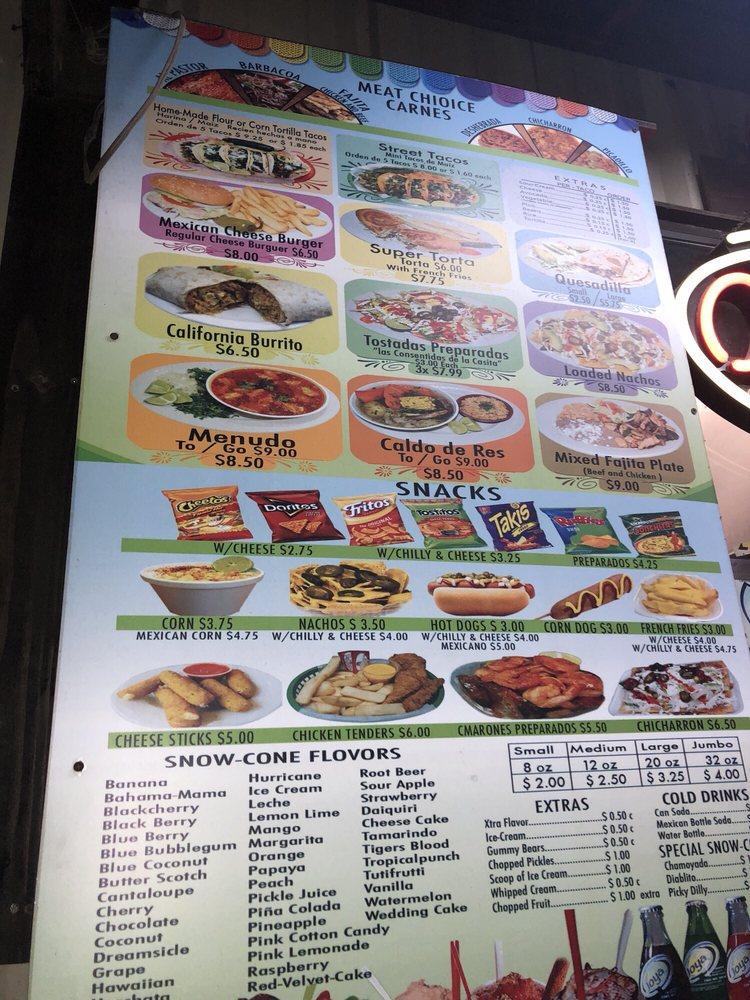 Menu at La Casita Taqueria & Refresqueria restaurant, Crosby