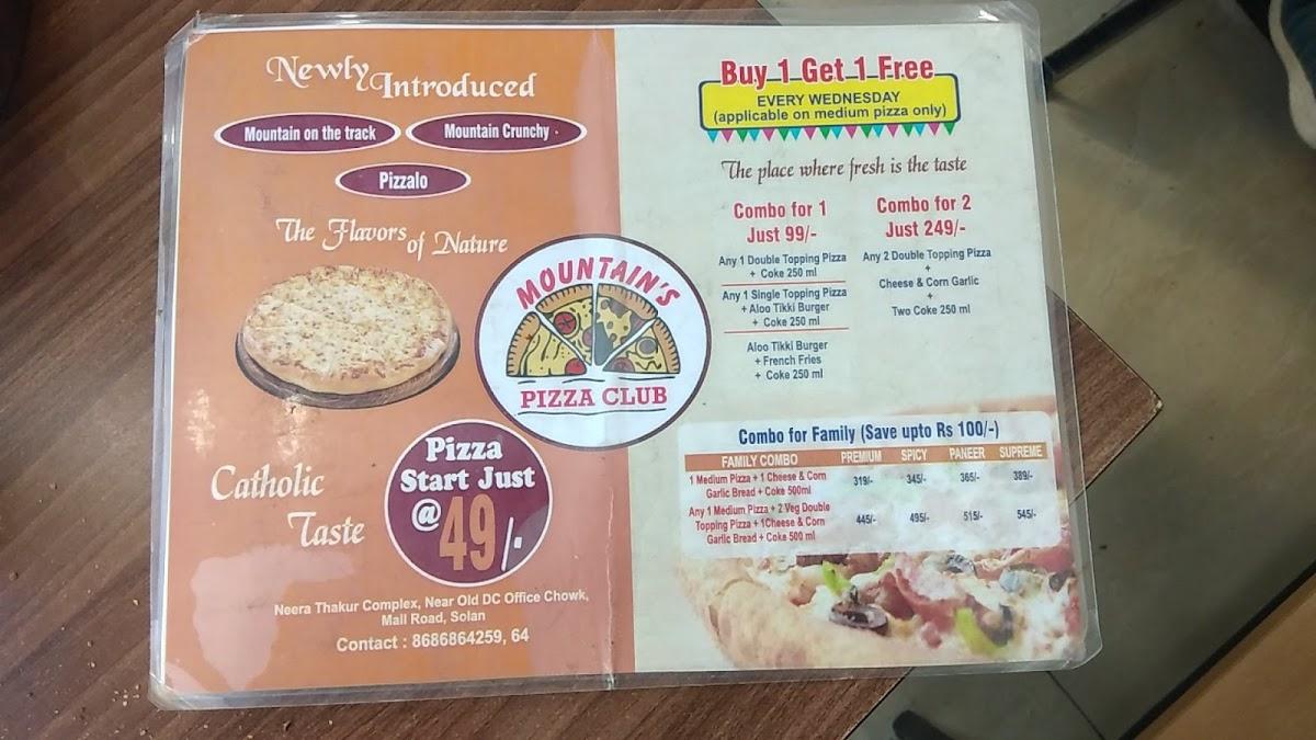 Menu at Mountain'S PIZZA CLUB, Solan