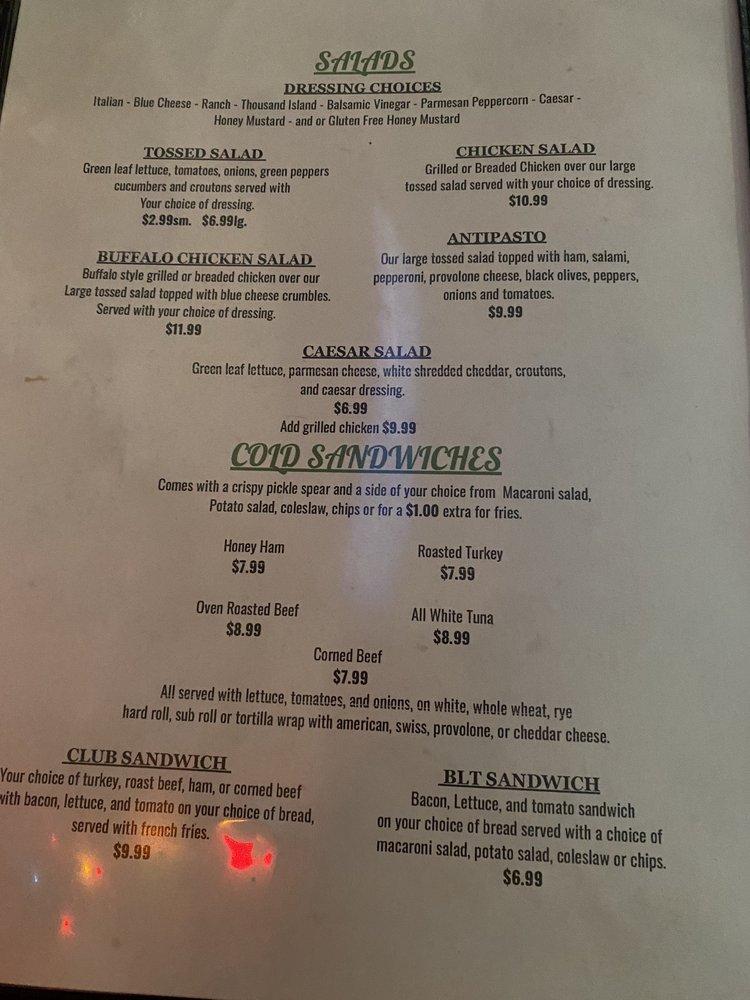 Menu at Samson's Bar & Restaurant, Schodack Center