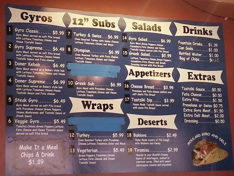 Menu at Soulard Gyro restaurant, St. Louis, 900 Shenandoah Ave