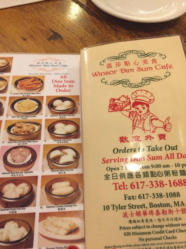 Menu at Winsor Dim Sum Café cafe, Boston, 10 Tyler St