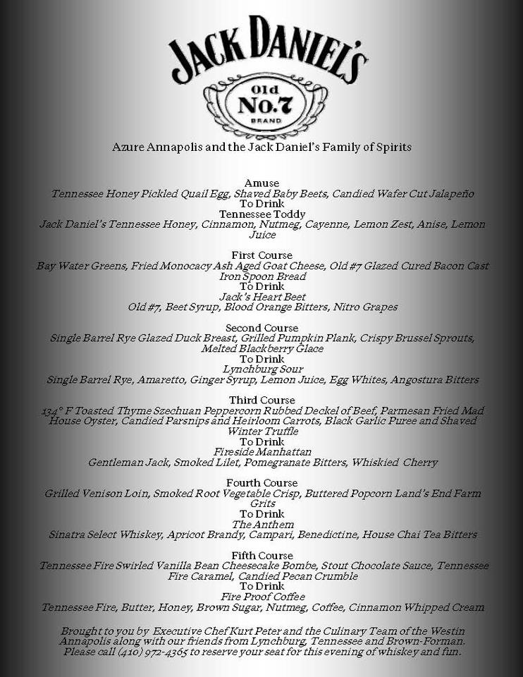 Menu at Azure restaurant, Annapolis, 100 Westgate Cir