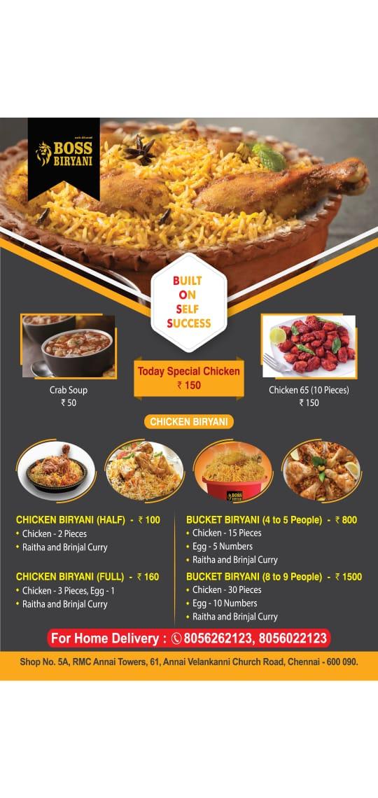 Menu at BOSS BRIYANI - Non veg Restaurant in besant nagar, Chennai, Chennai