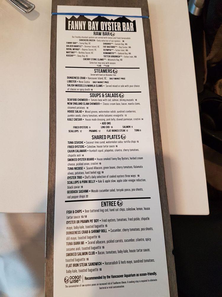 Fanny Bay Oysters Happy Hour Menu at Jason Criner blog