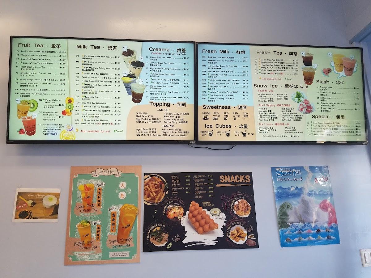 Menu at Mr & Mrs Tea House desserts, San Francisco