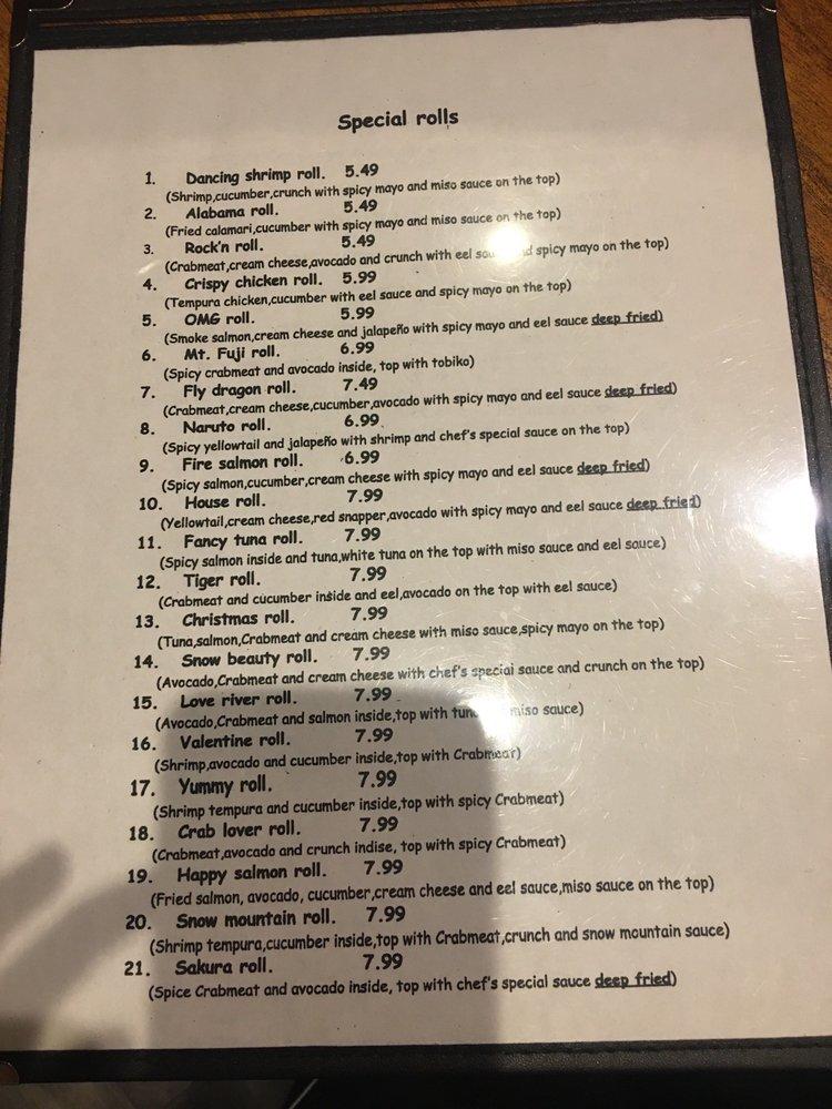 Menu at Mt Fuji Japanese Restaurant, Arab