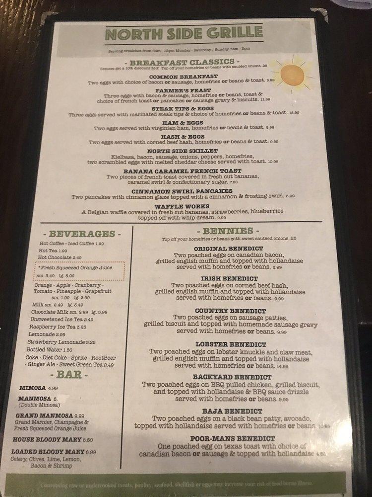 Menu at North Side Grille restaurant, Hudson