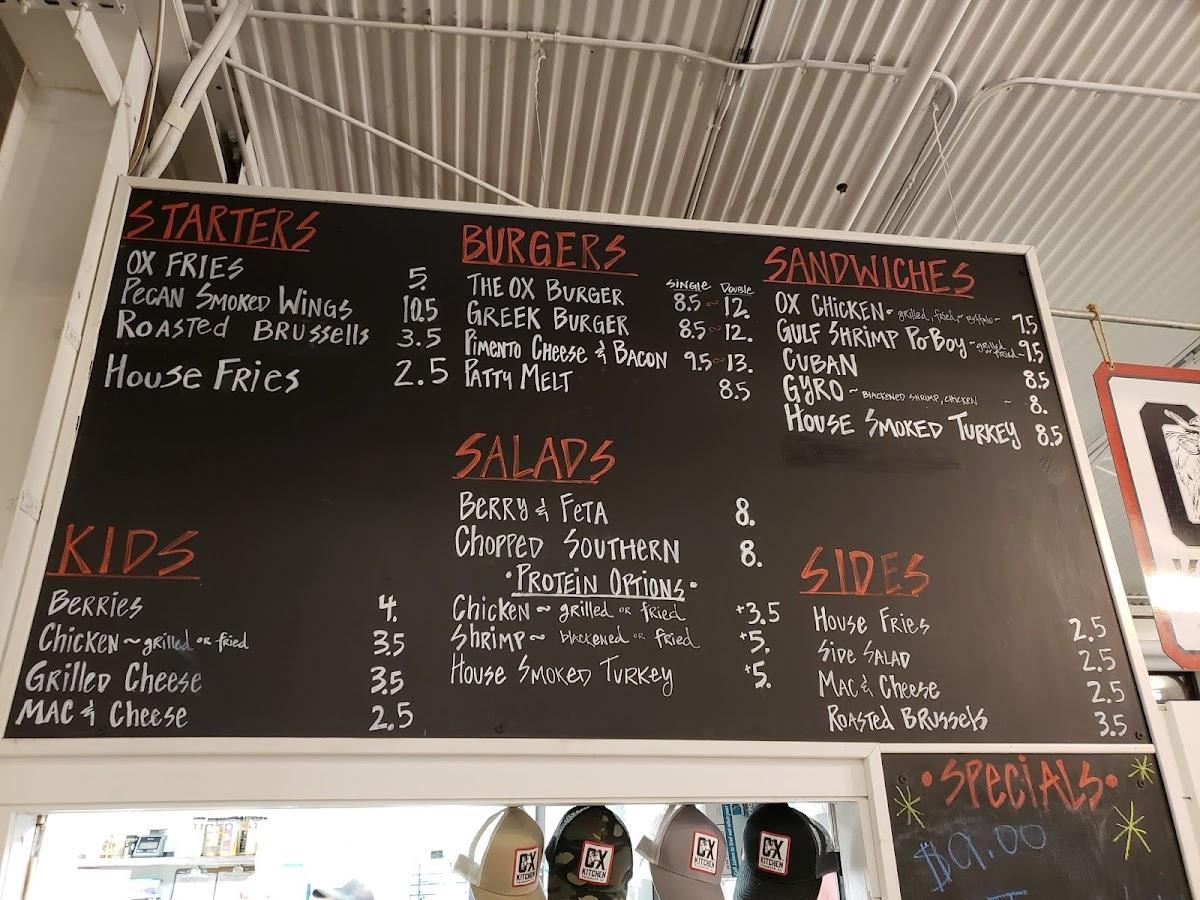 Menu at Ox Kitchen restaurant, Fairhope