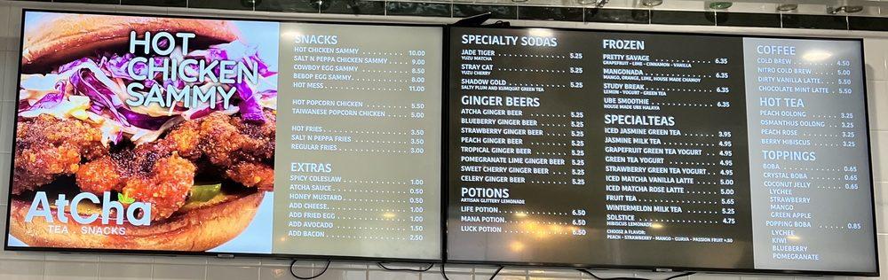 Menu at AtCha cafe, Houston