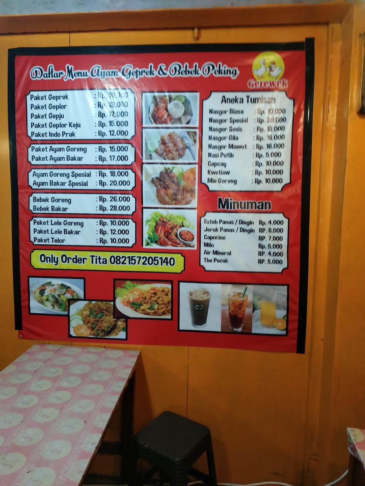 Menu at Baso Niki Echo restaurant, Bandung