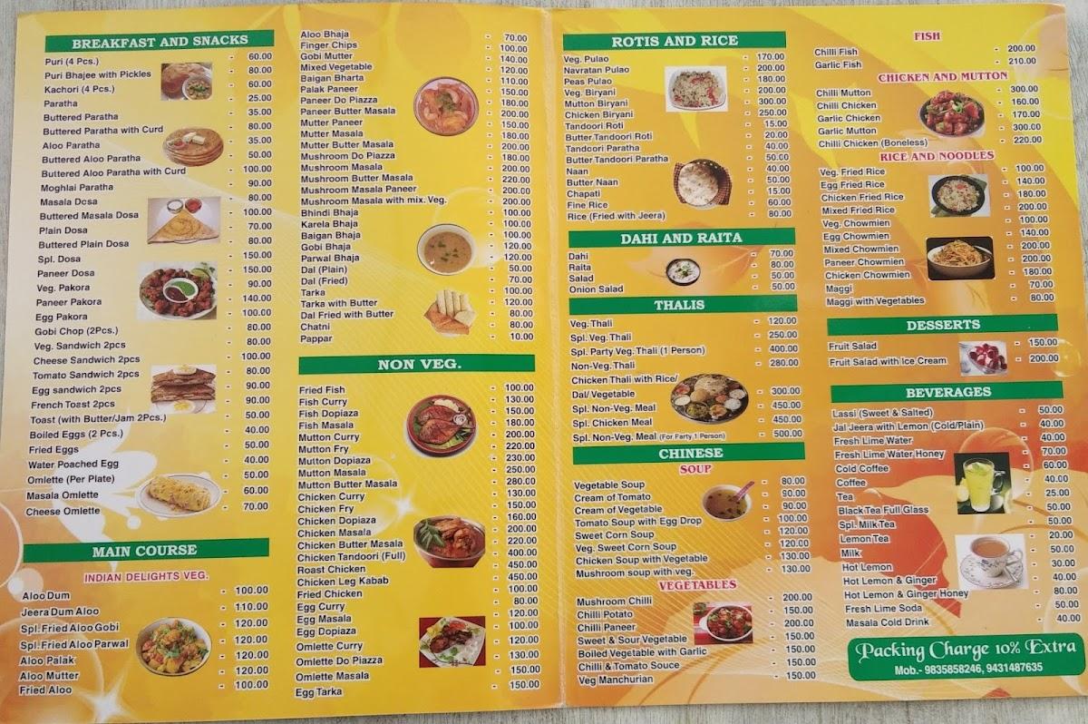 Menu at Green Hotel, Rajgir, Near Rajgir Kund