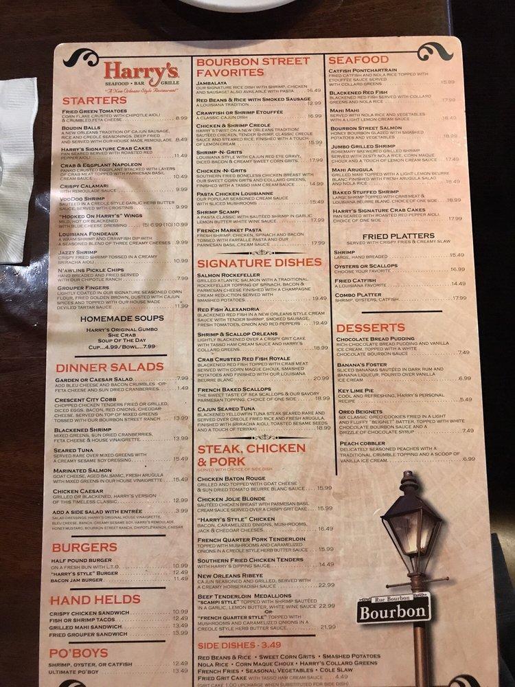 Menu at Harry's Seafood Bar & Grille, Gainesville