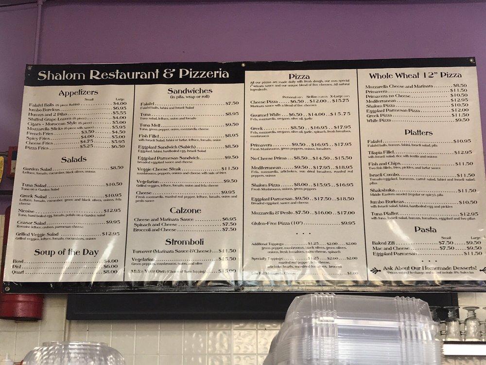 Menu at Shalom Pizzeria, Philadelphia