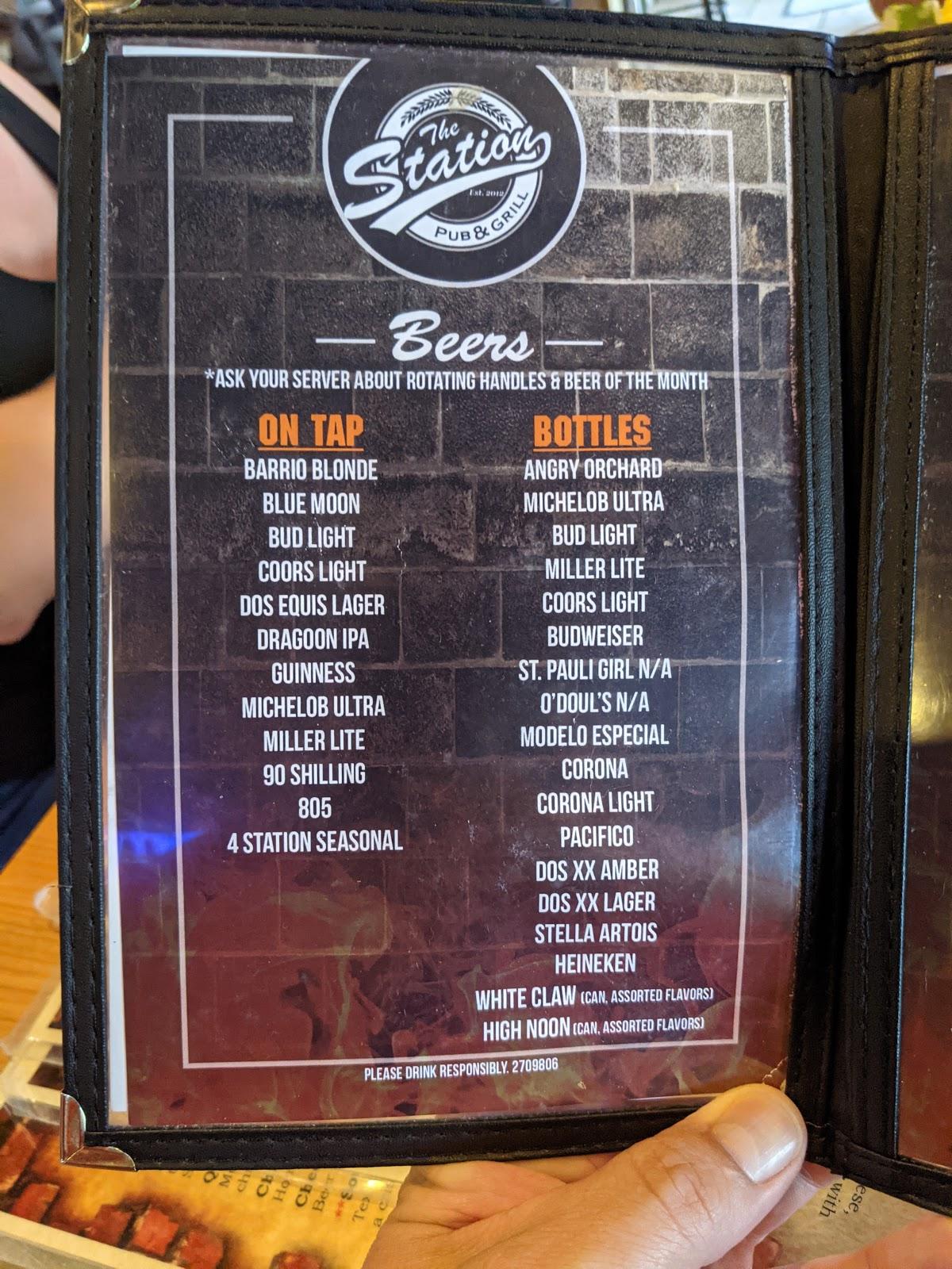 Menu at The Station Pub & Grill, Tucson