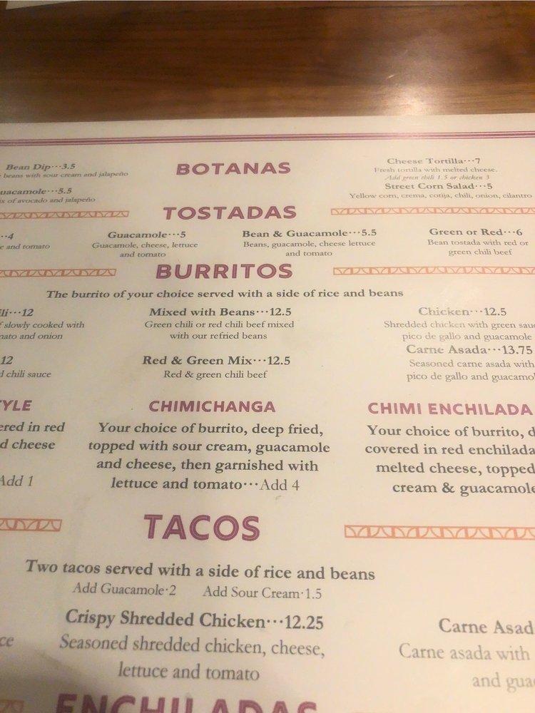 Menu at Rito's Mexican Food restaurant, Phoenix, N 7th St