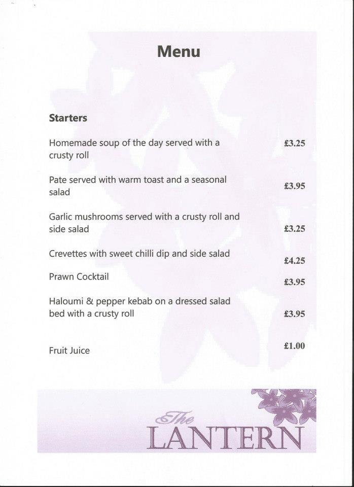 Menu at The LANTERN Lamphey restaurant, Pembroke