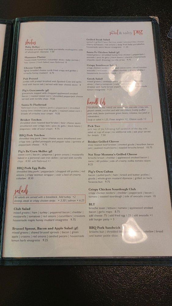 Menu at The Sweet & Salty Pig restaurant, Fond du Lac