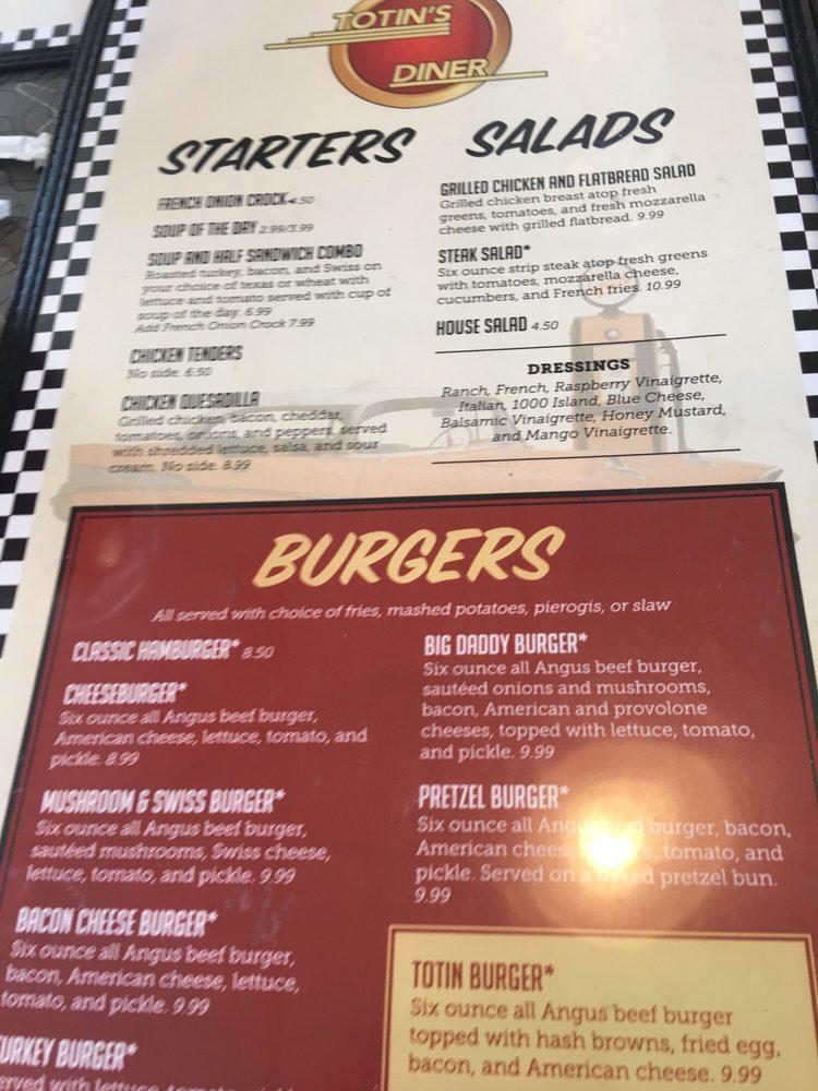 Menu at Totin's Diner restaurant, Wexford